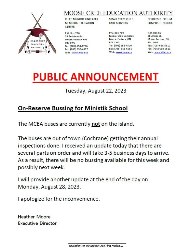 MCEA BUS SERVICE - NOTICE